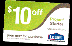 $10 off $50 Lowe's Printable Coupon