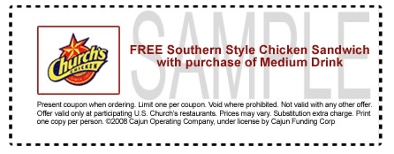 Free Chicken Sandwich at Church's Chicken!