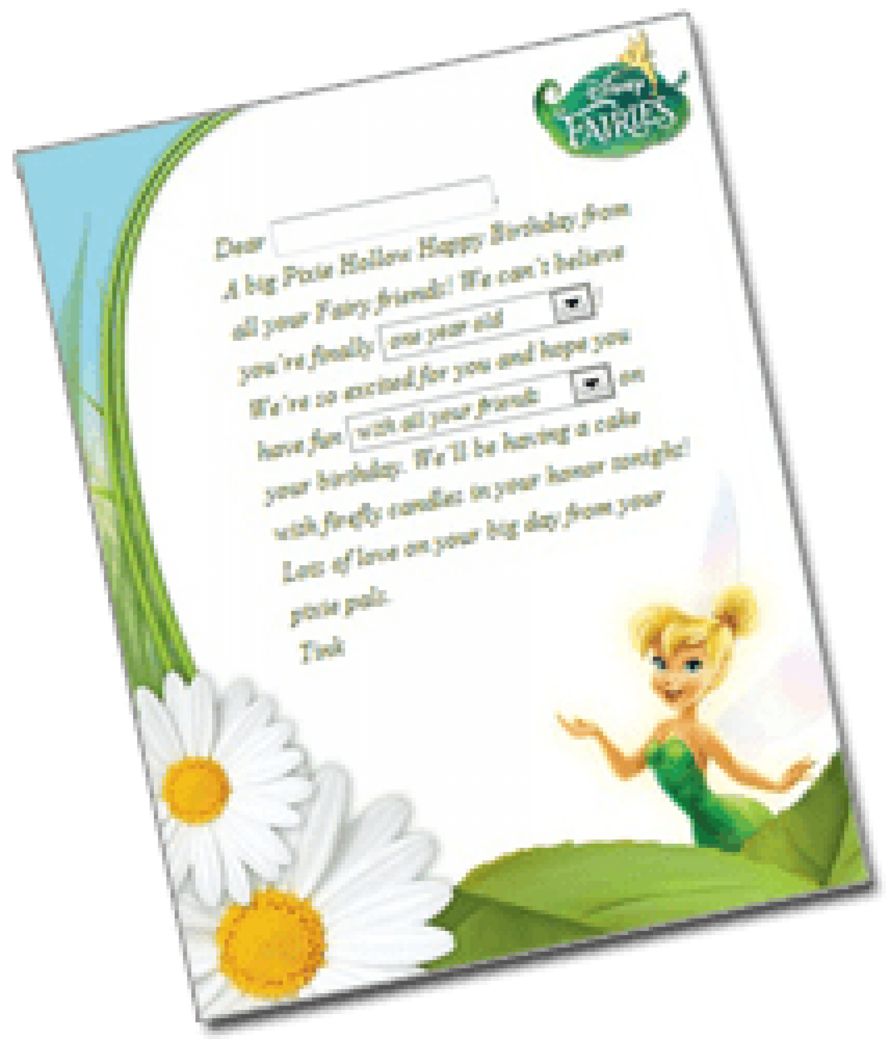 Free Pixie-Perfect Fairy Letter from Tink for Your Special Little Girl
