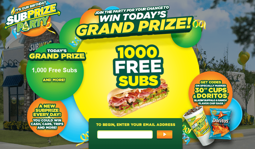 Subway Subprize Instant Win Game