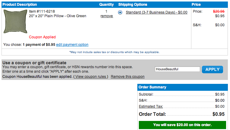 HSN.com: $20 off any $20+ Purchase coupon code! (get Cheap Pillows ...