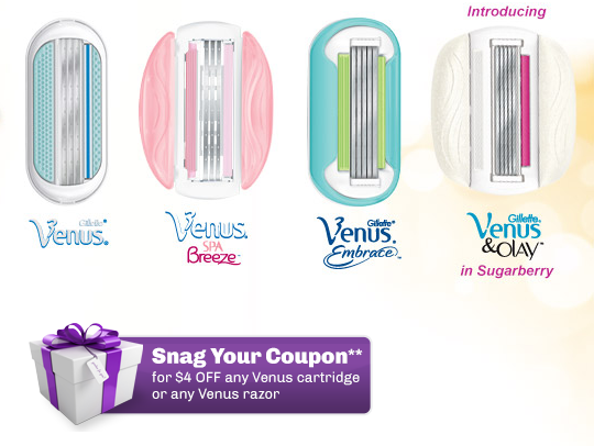 $4 off Venus Razor or Cartridge Refill Coupon