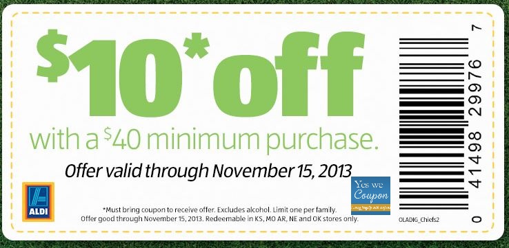 Aldi Coupon: $10 off $40 Purchase (Select States) - Mojosavings.com