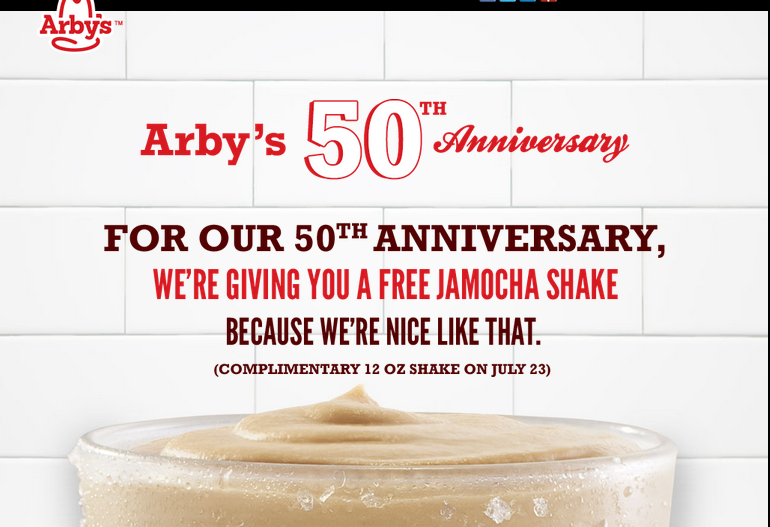 Free Jamocha Shake at Arby's