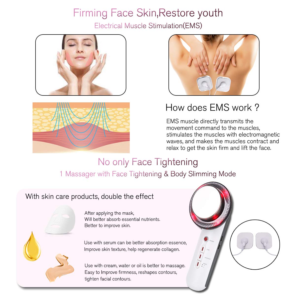 Face Tightening Machine 3 in 1 Anti Aging Skin Lift Device $49.99 (REG ...