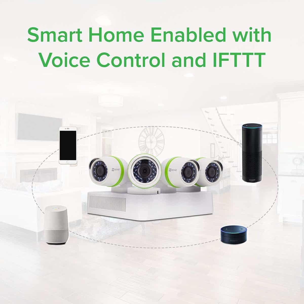 4 Weatherproof HD Security Camera, 4 Channel 1TB DVR Storage, 100ft ...