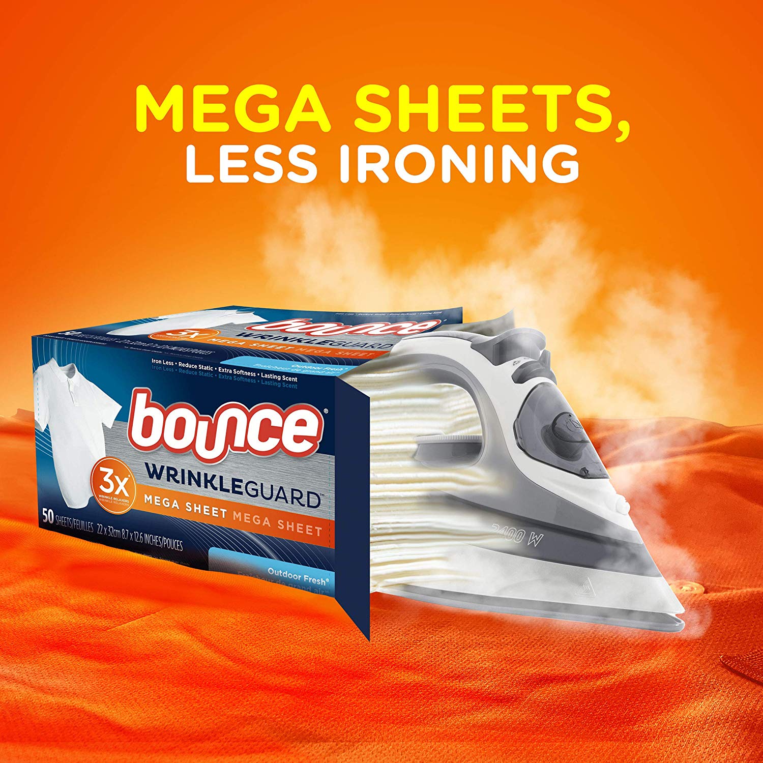 Bounce WrinkleGuard Mega Dryer Sheets, Fabric Softener & Wrinkle ...