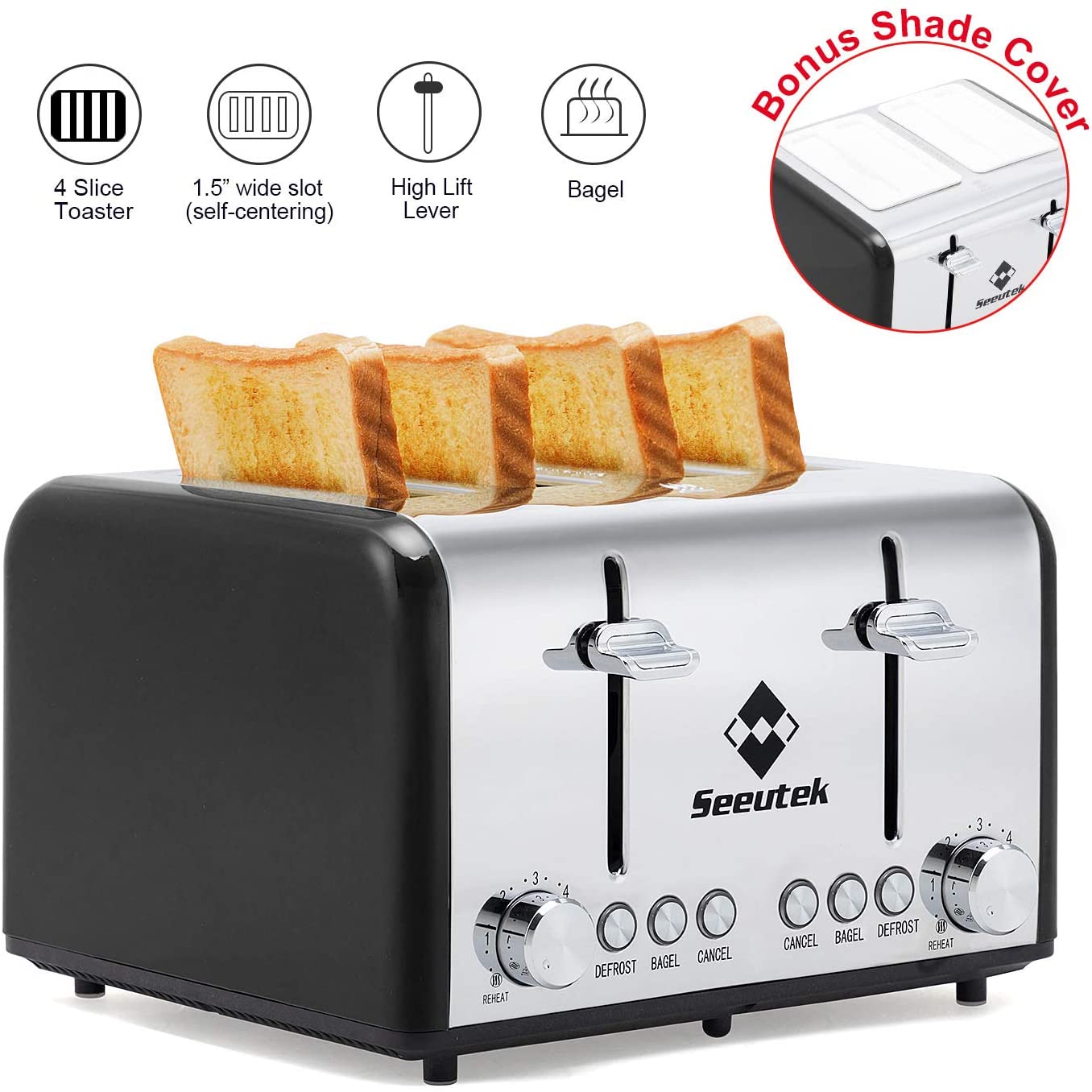 Toaster 4 Slice Extra Wide Slots Stainless Steel $47.99 (REG $199.00 ...